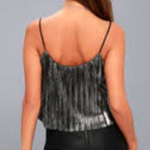 Lulus | Tops | Lulus Midnight Kiss Black Silver Crop Top | Poshmark